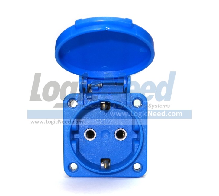LogicNeed | Panel Mount Power Outlet 16A / 230V with Cover