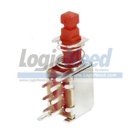 LogicNeed | Right Angle PCB Latching Push Button Switch DPDT Double ...